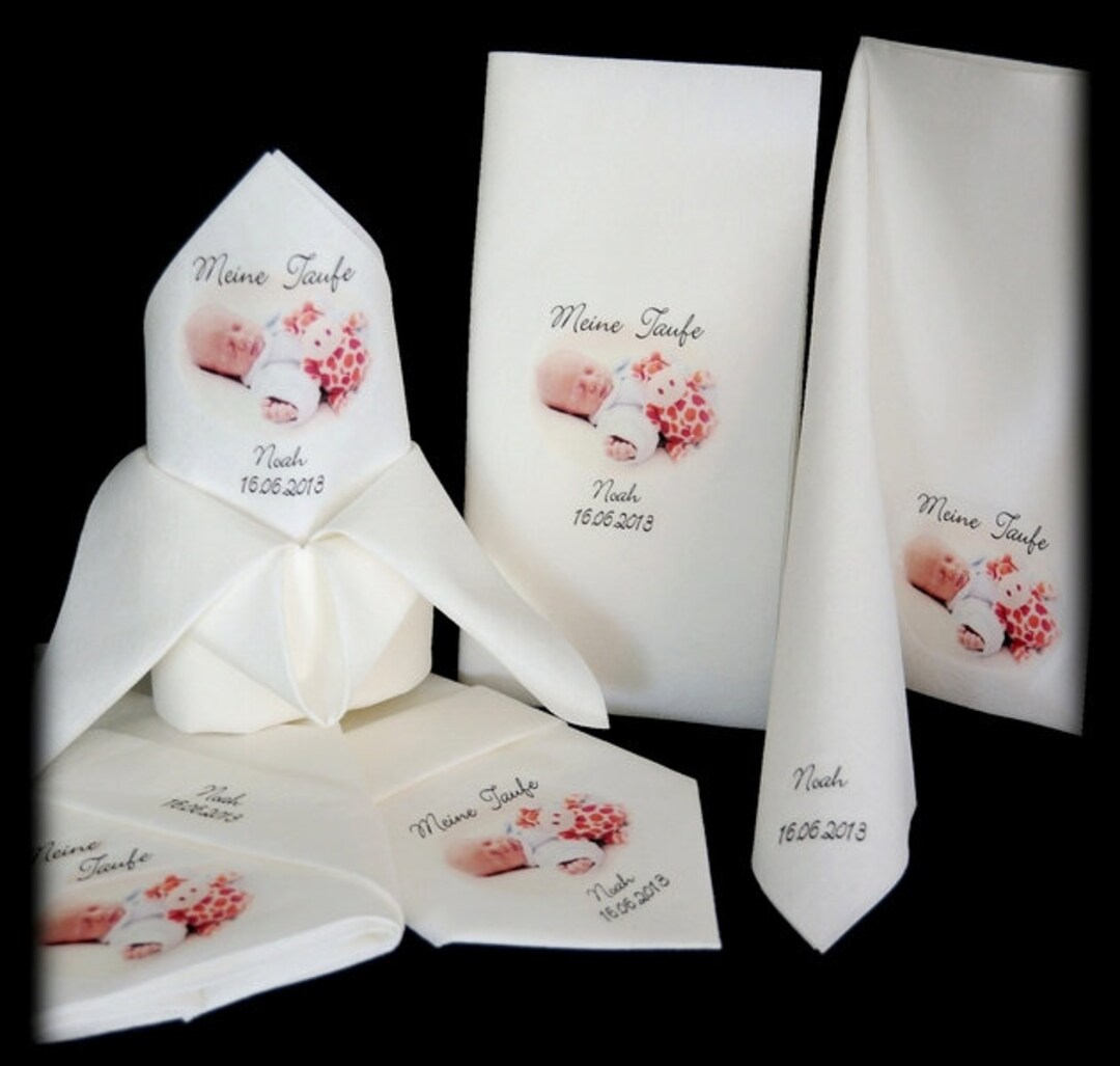 Printed Napkins Birth Baptism Photo Personalized Communion Confirmation ...
