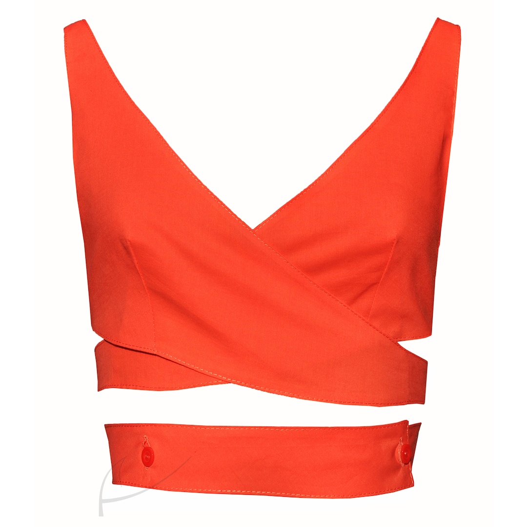 Crop Top Cross Wrap Front - Etsy