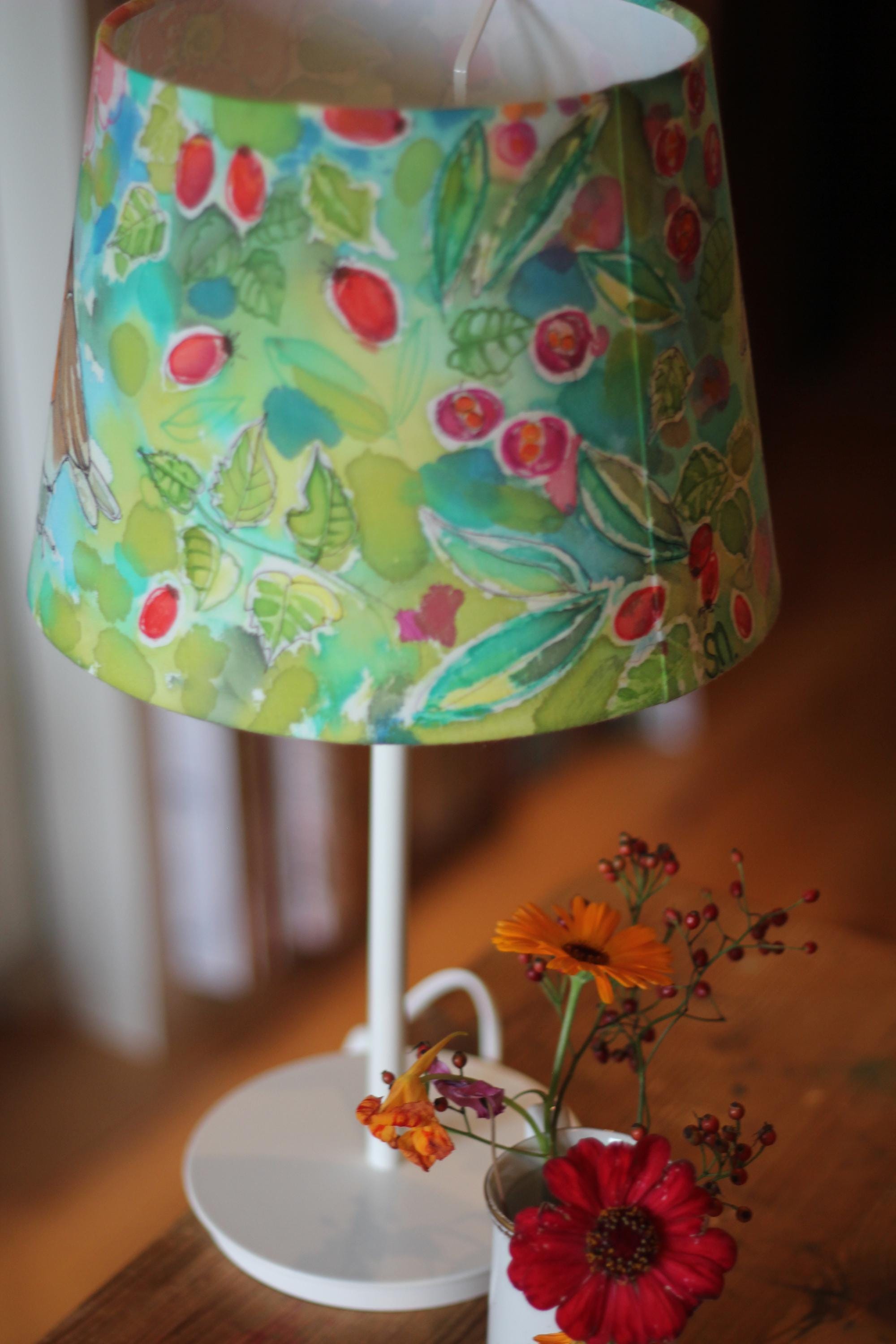 Robin Lampshade Table Lamp Garden Bird Hand Painted - Etsy
