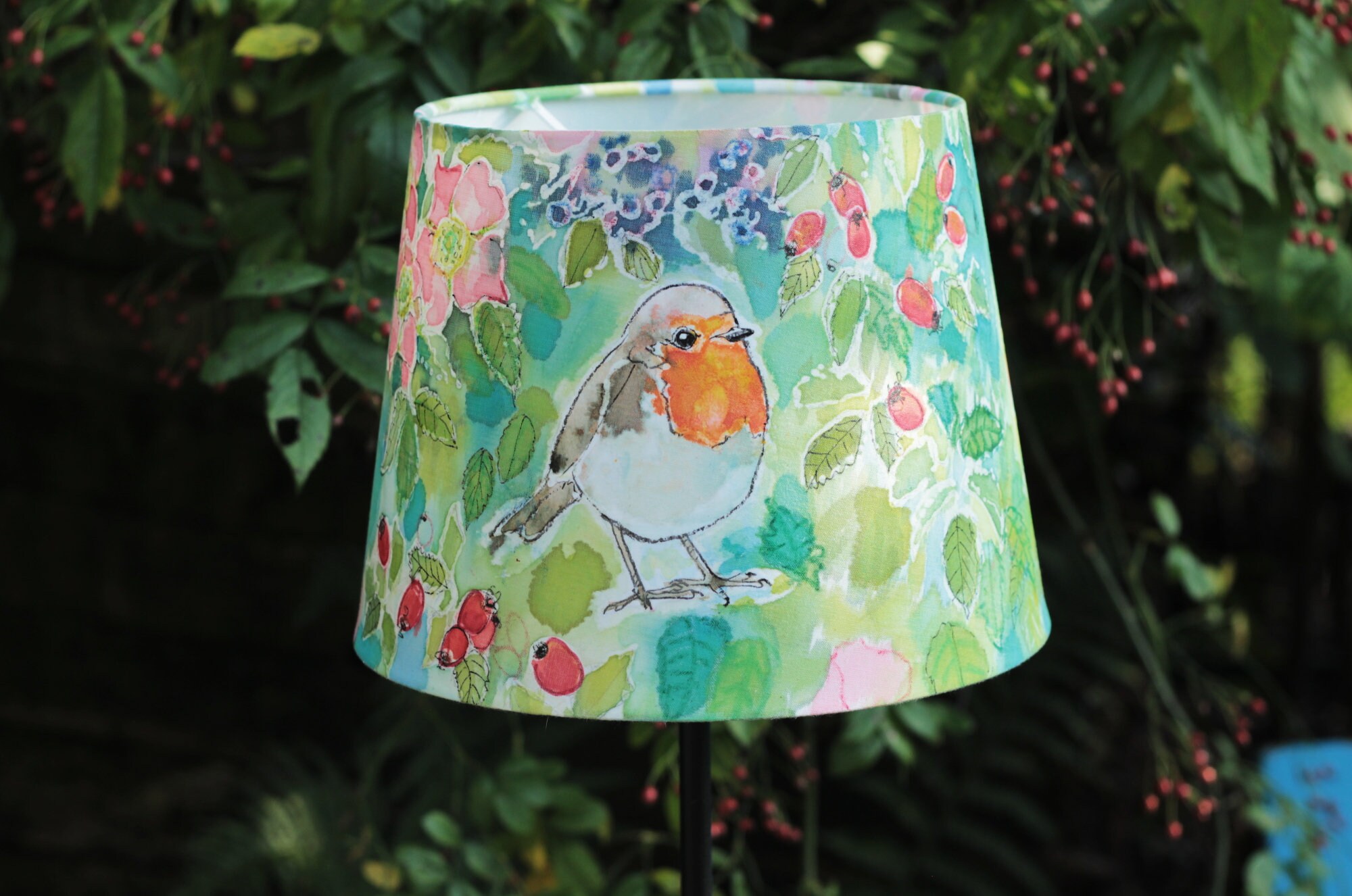 Robin Lampshade Table Lamp Garden Bird Hand Painted - Etsy