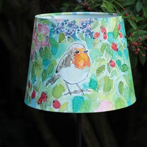 Robin Lampshade Table Lamp Garden Bird Hand Painted | Etsy
