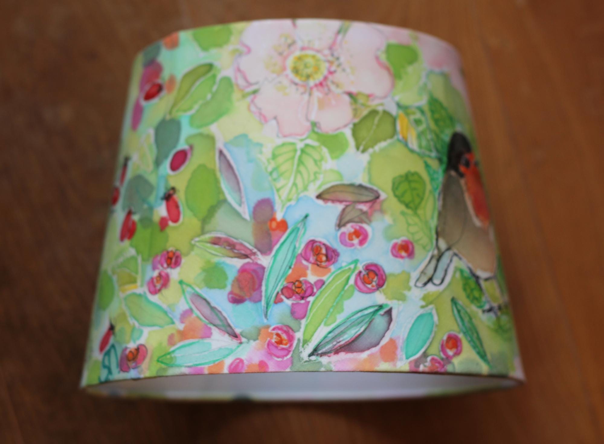 Robin Lampshade Table Lamp Garden Bird Hand Painted - Etsy
