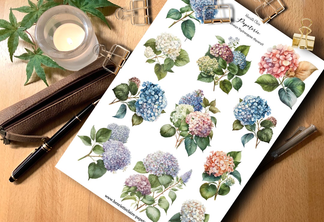 Stickers Vintage Hydrangeas HYDRANGEA Pink Blue Purple Light Blue ...