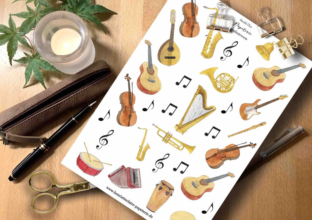 Stickers Musical Instruments Stickers Watercolor Music Music Lovers ...