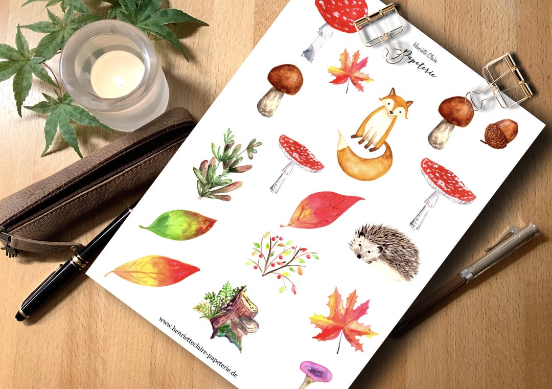 Stickers Autumn Motifs Momiji Autumn Leaves Watercolor Japanese Maple ...