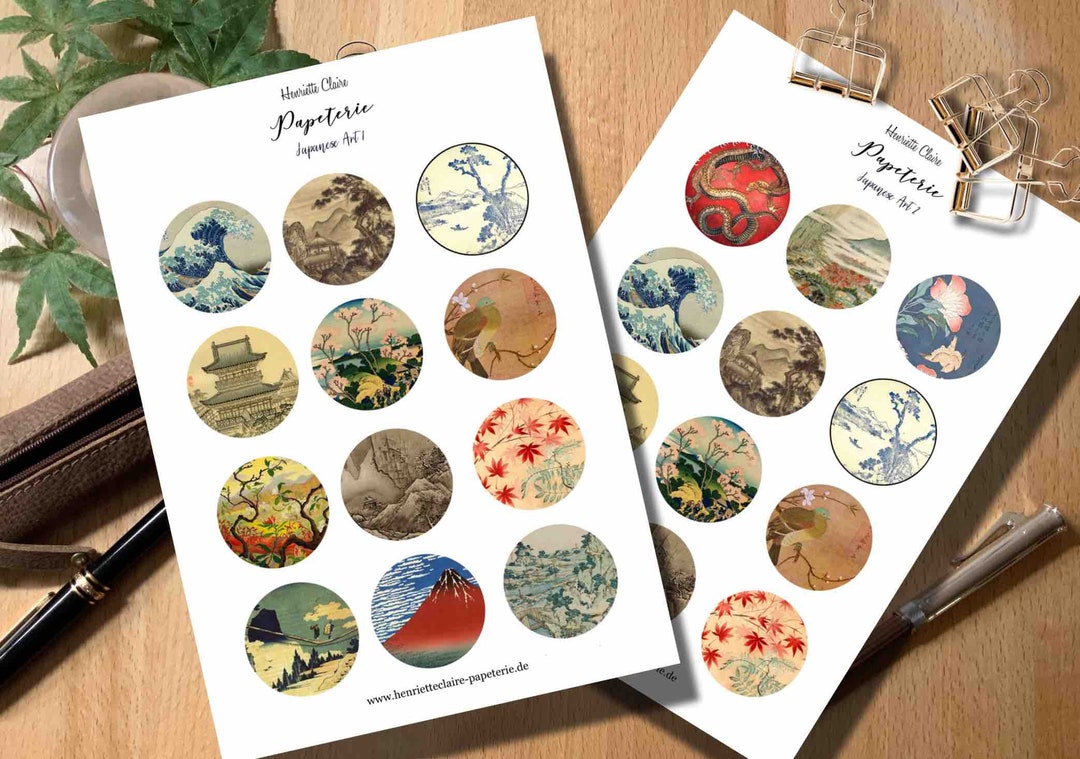 Sticker Japanese Art 2 Sheets Sticker Japanese Art Japan Hokusai ...