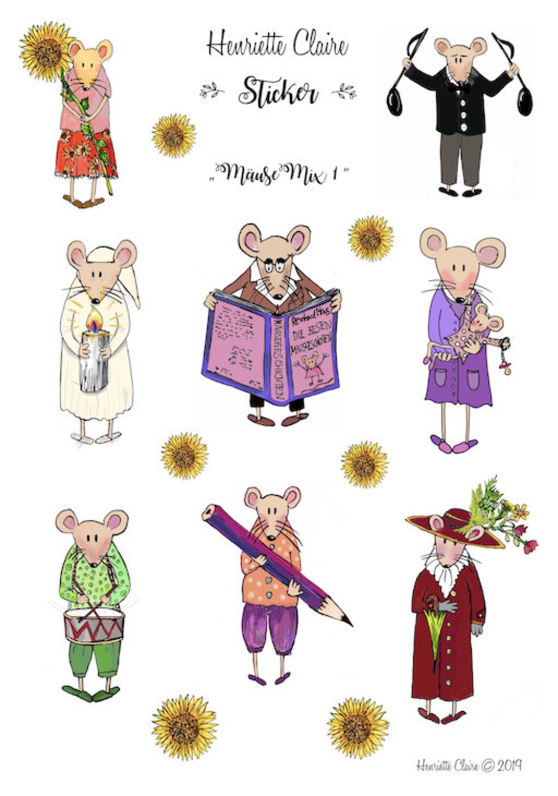 Sticker MÄusemix 1 Hand-drawn - Etsy