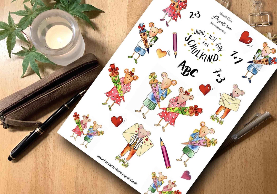 Sticker Enrollment Mice With School Bags School 1st Class 1st School ...