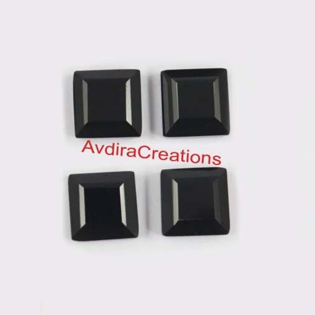 AAA Black Onyx Square Cut Faceted Size 3x3mm to 20x20mm Natural Black ...