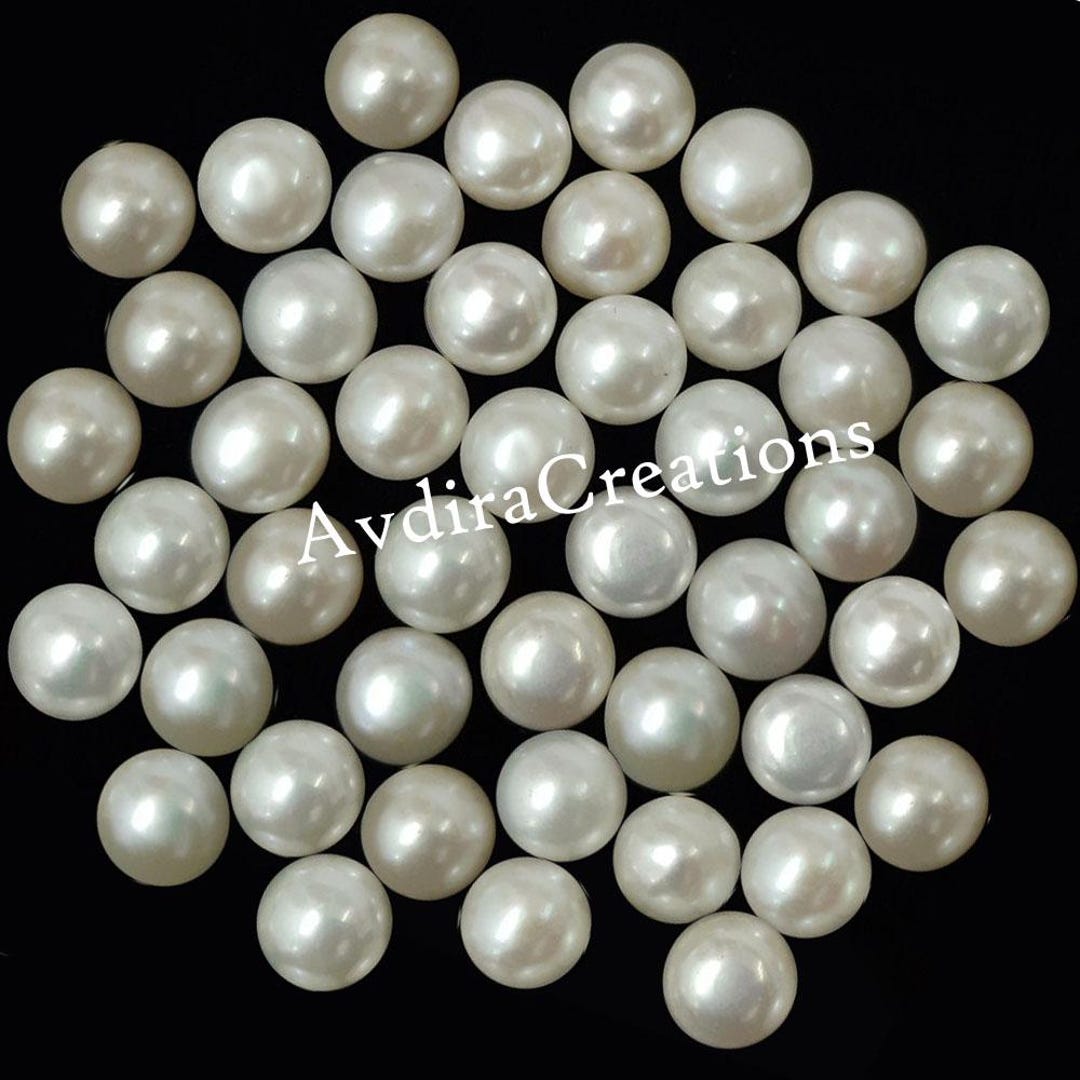 AAA Fresh Water White Pearl Round Cabochon Size 3mm to 11mm Natural ...
