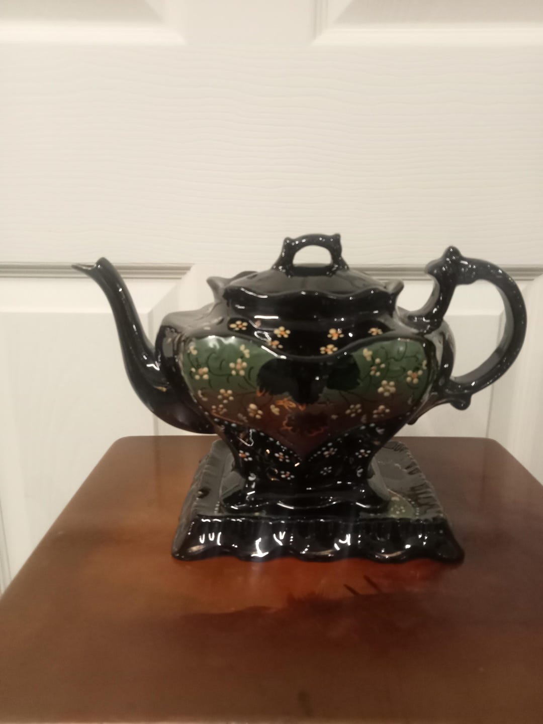 Late Victorian Jackfield Style Teapot With Matching Stand | Hand ...