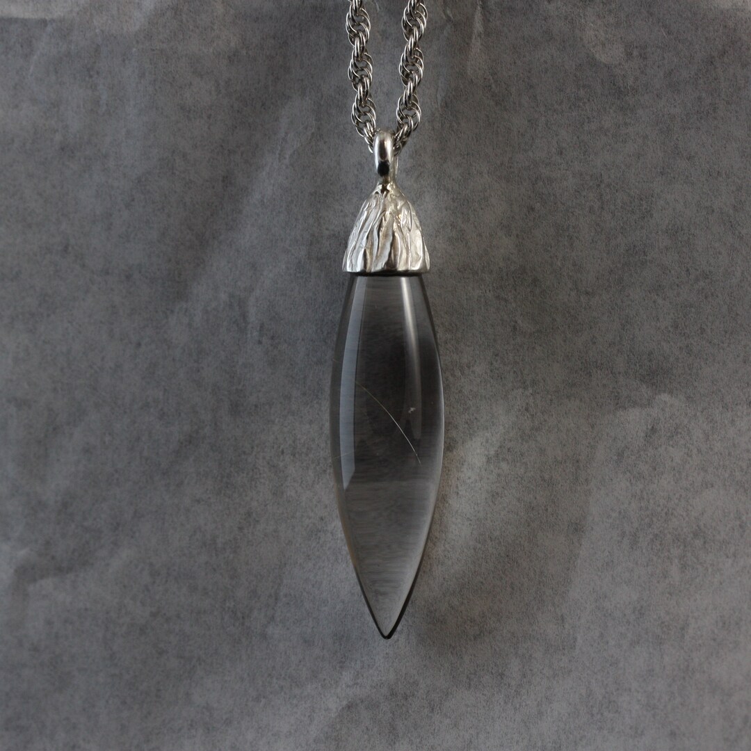 Large Smoky Quartz Pendant, Spindle, 925 Silver - Etsy