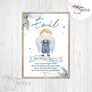 TAUFPOSTER, Engel mit Taufspruch, Geschenk zur Taufe, Junge und Mädchen ...
