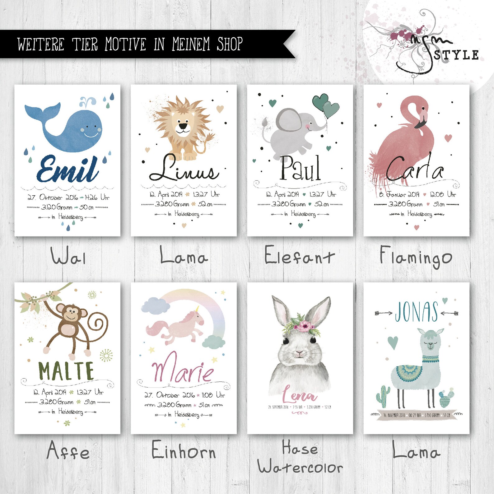 Birth Poster IGEL for Birth or Baptism With Name Dates of | Etsy