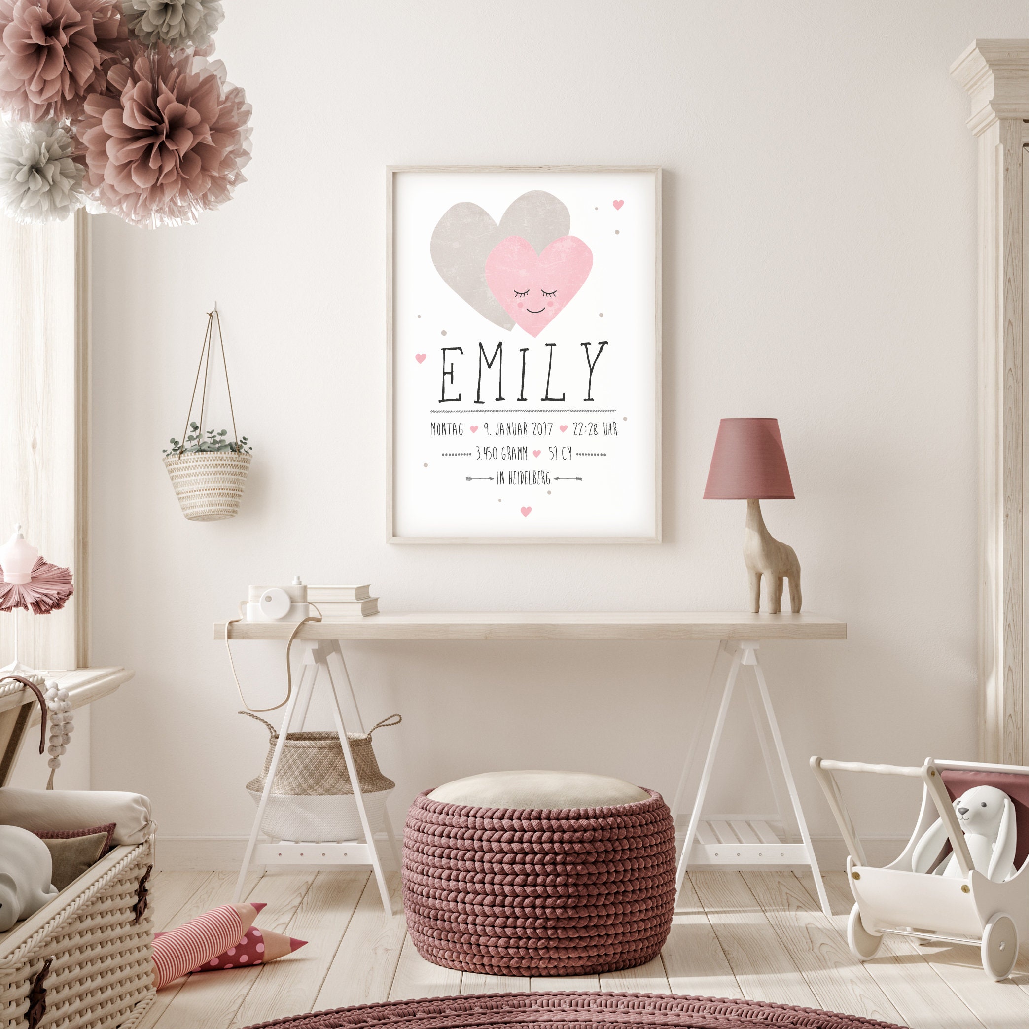 Birth Data Picture CLOUD A4 Poster With Name Gift for Birth - Etsy