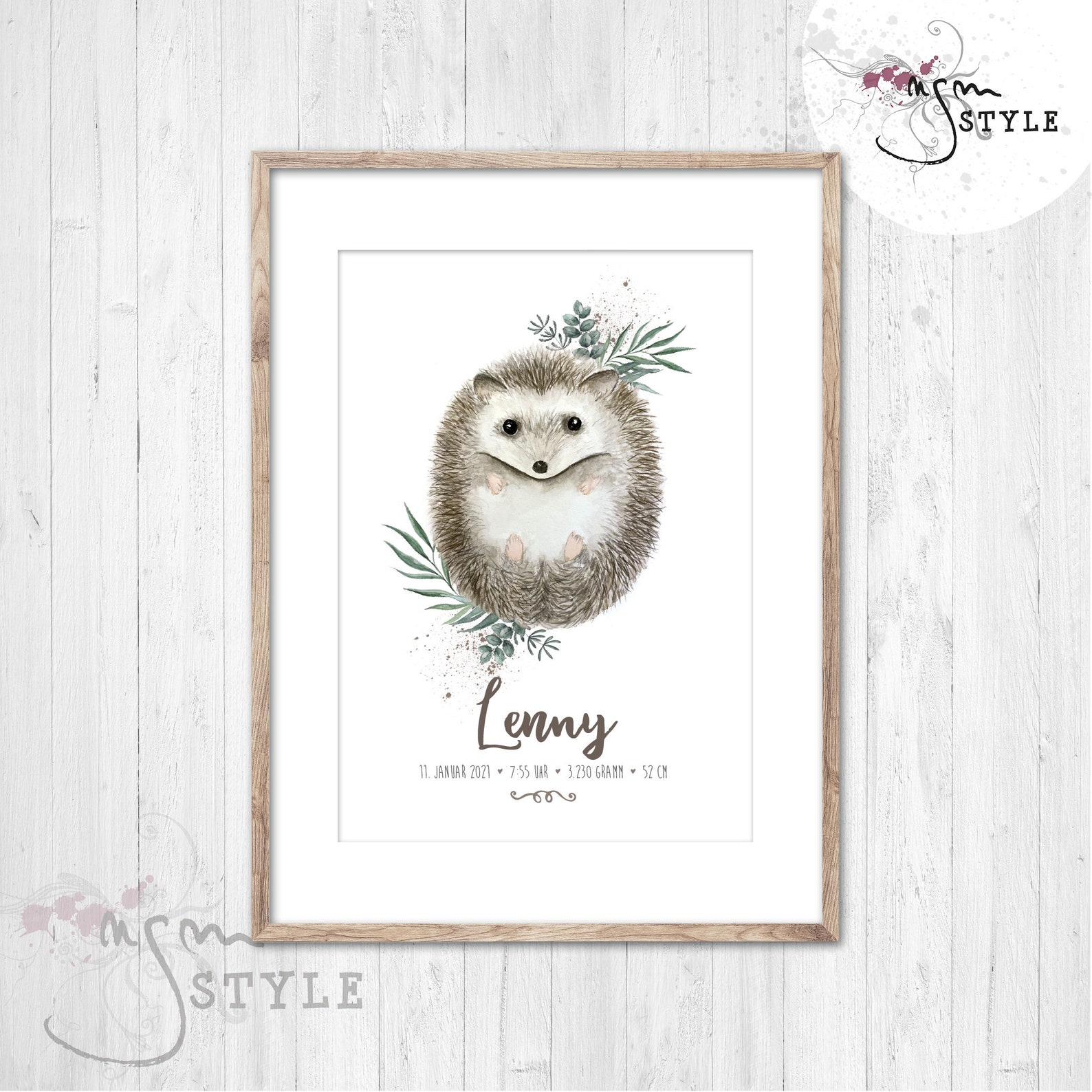 Birth Poster IGEL for Birth or Baptism With Name Dates of | Etsy