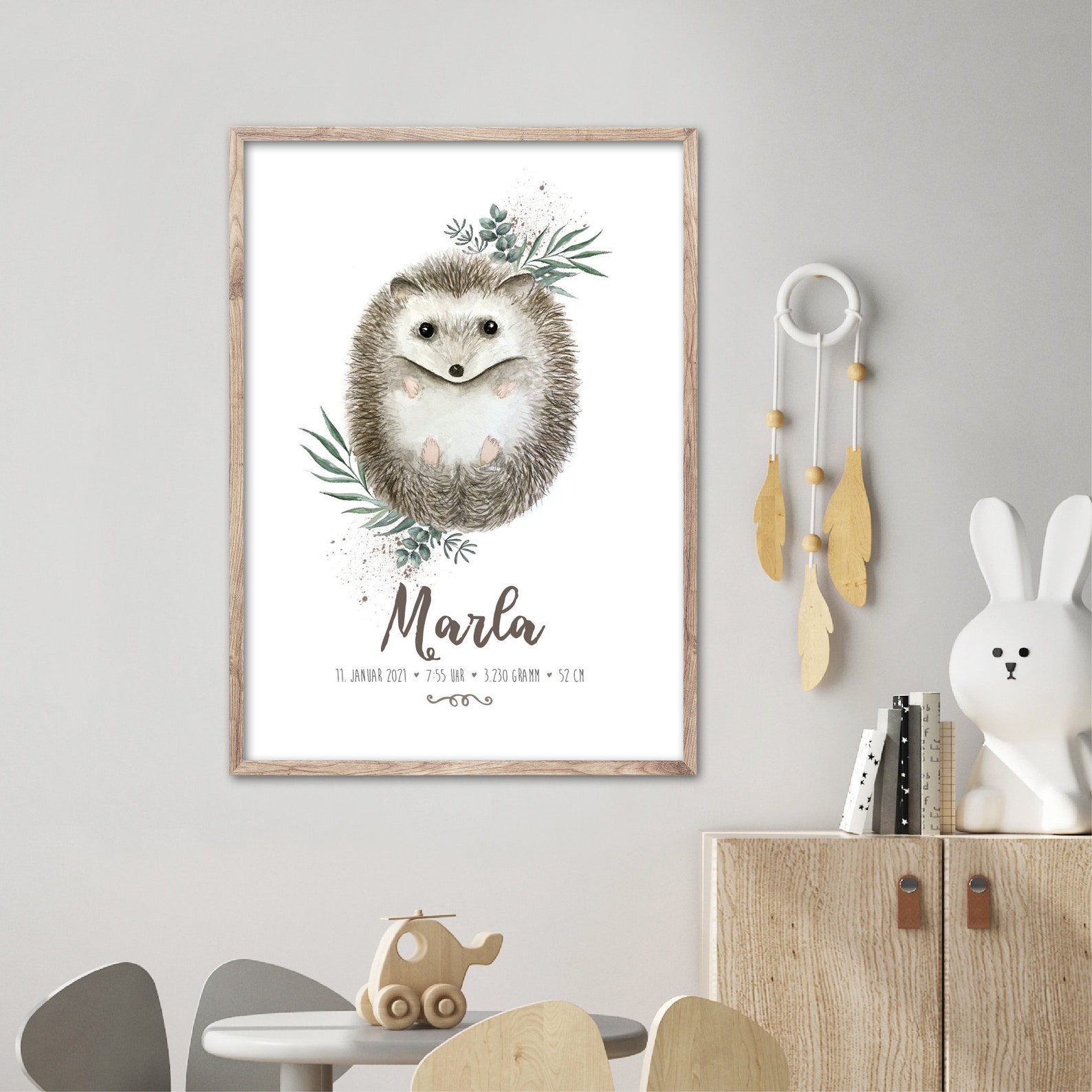 Birth Poster IGEL for Birth or Baptism With Name Dates of | Etsy