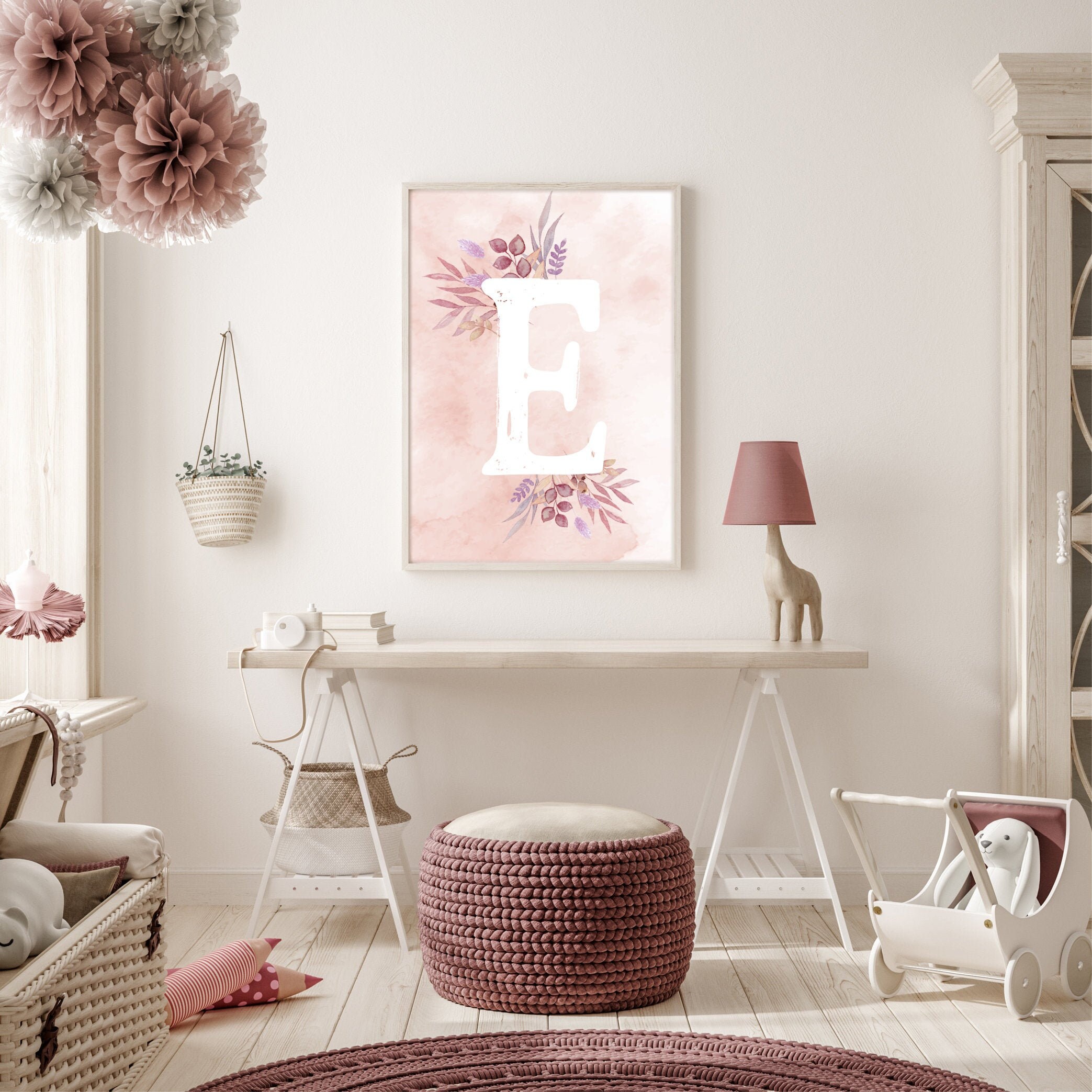 Letter Poster in BOHO Style, Blush Pink - Etsy