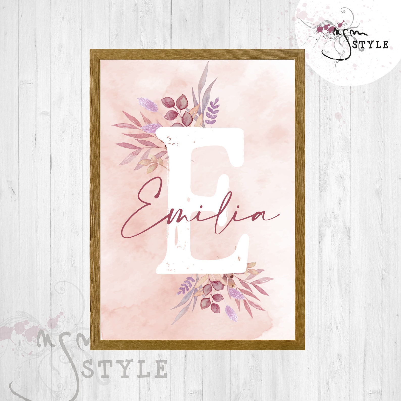 Letter poster in BOHO style blush pink | Etsy