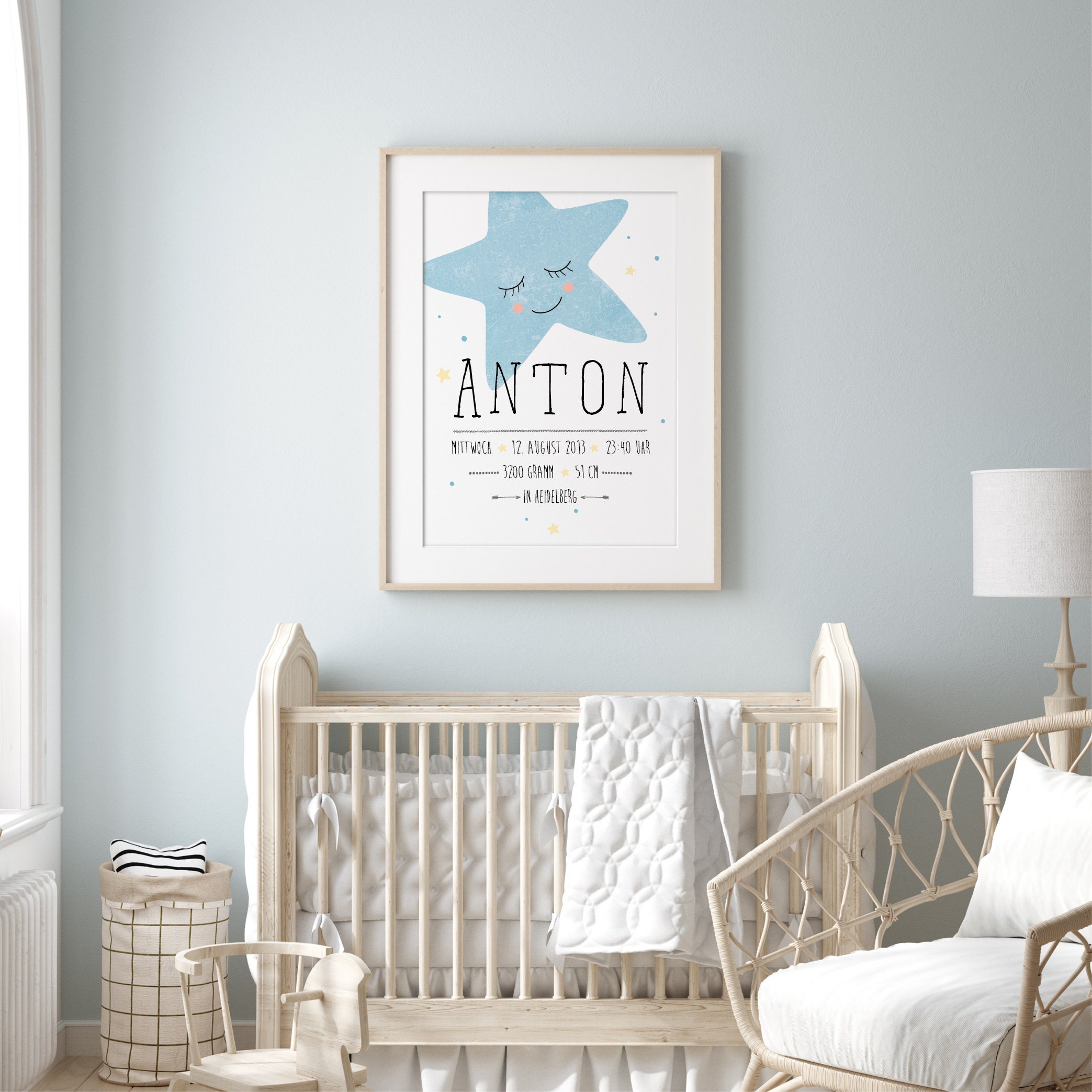 Birth Data Picture CLOUD A4 Poster With Name Gift for Birth - Etsy