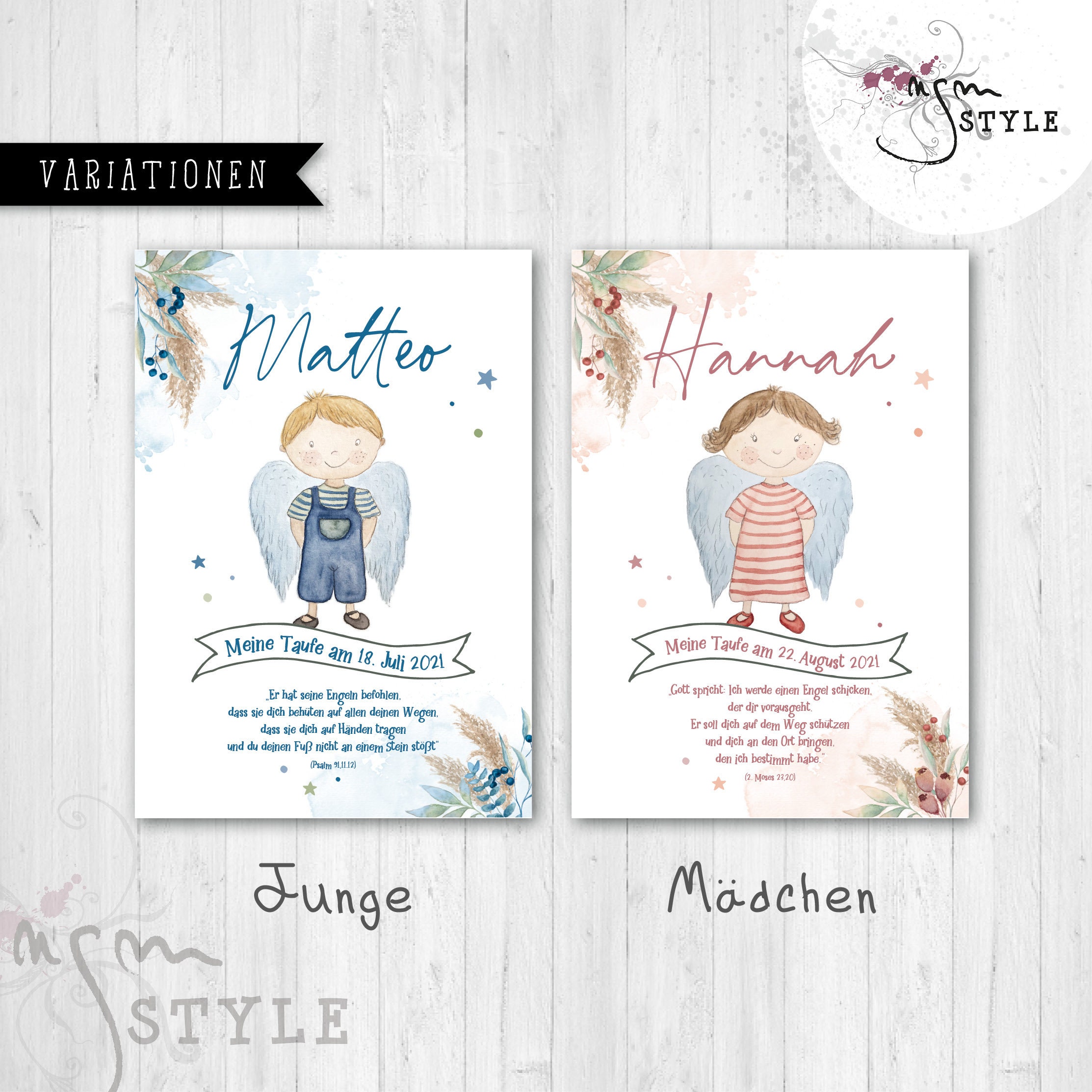 TAUFPOSTER Engel mit Taufspruch Geschenk zur Taufe Junge | Etsy