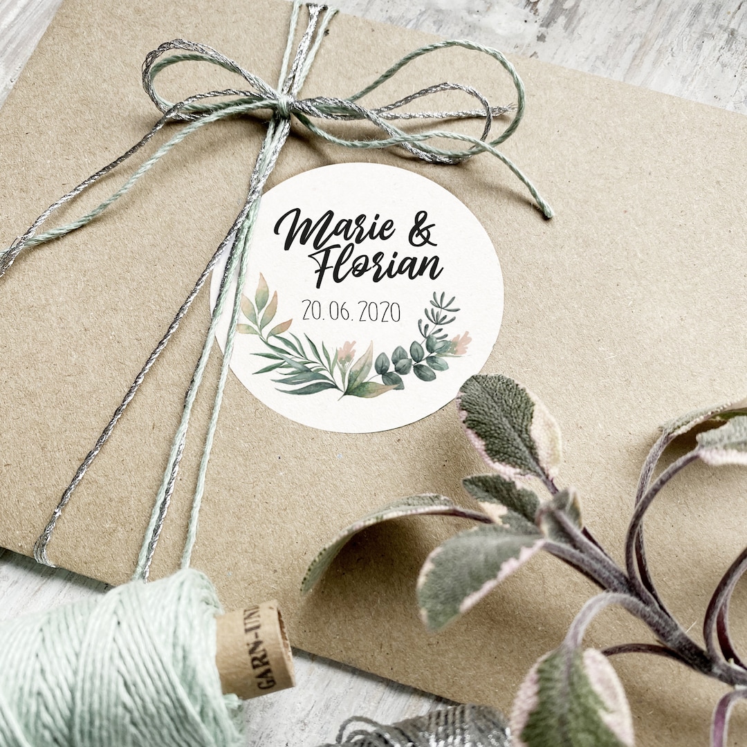 24 Stickers Personalized With Name and Date Watercolor - Etsy