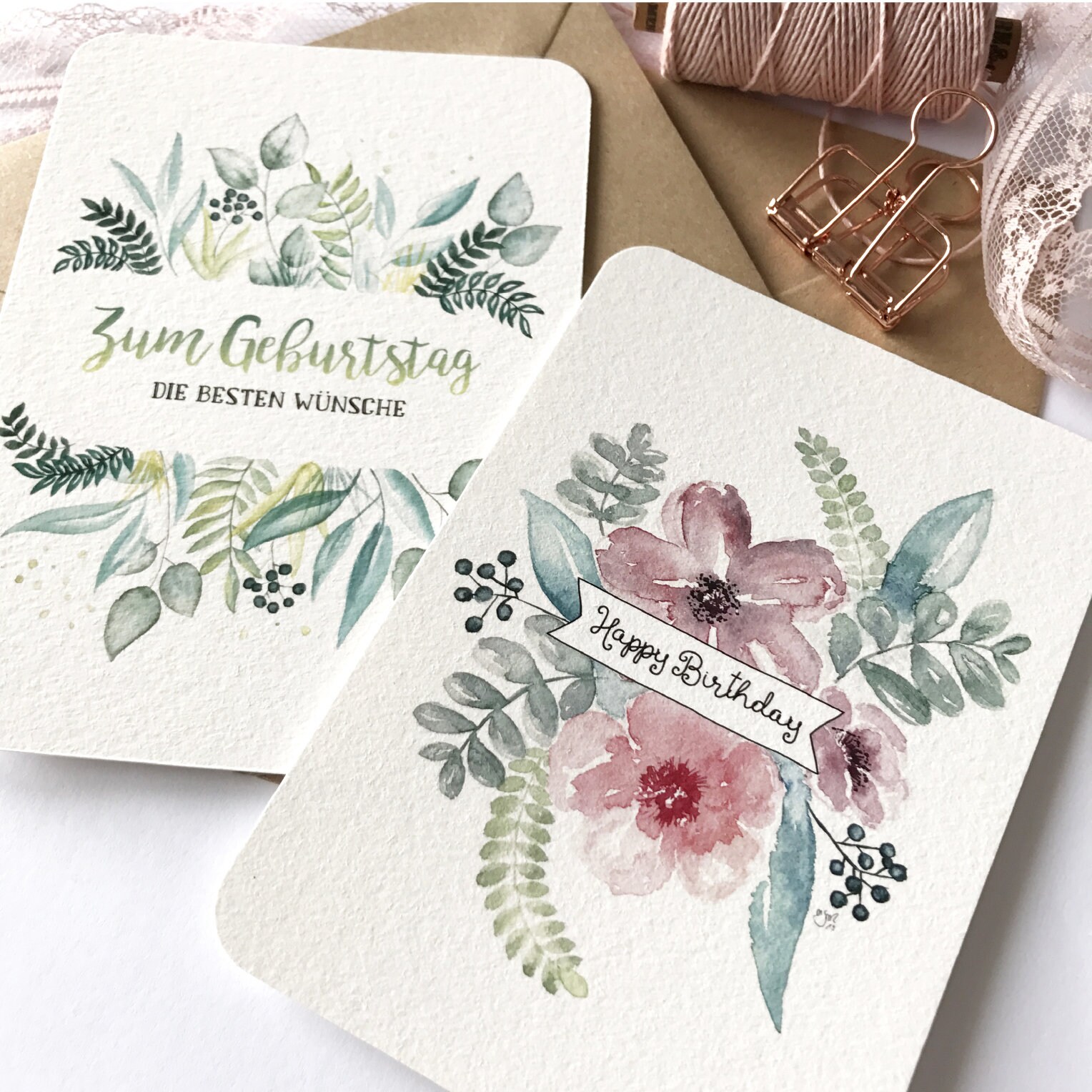 Geburtstagswünsche Postkarten 2erSet A6 Flowers | Etsy