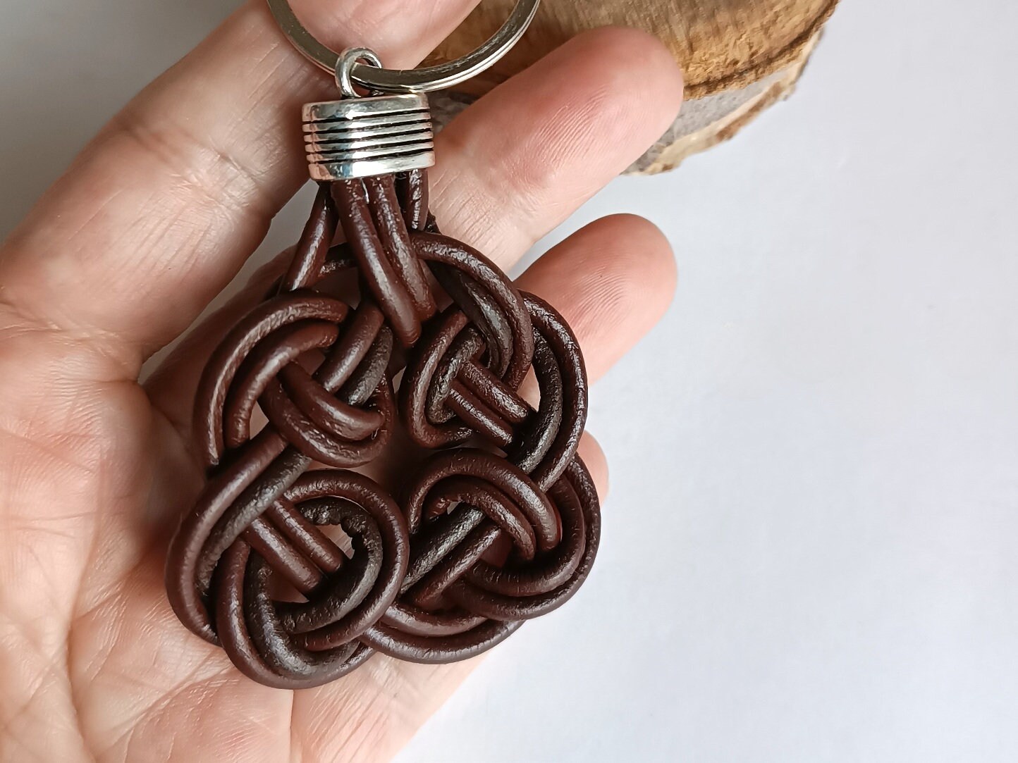 Fatherhood Knot Keychain, Leather Keychain for Fathers, Celtic Father ...