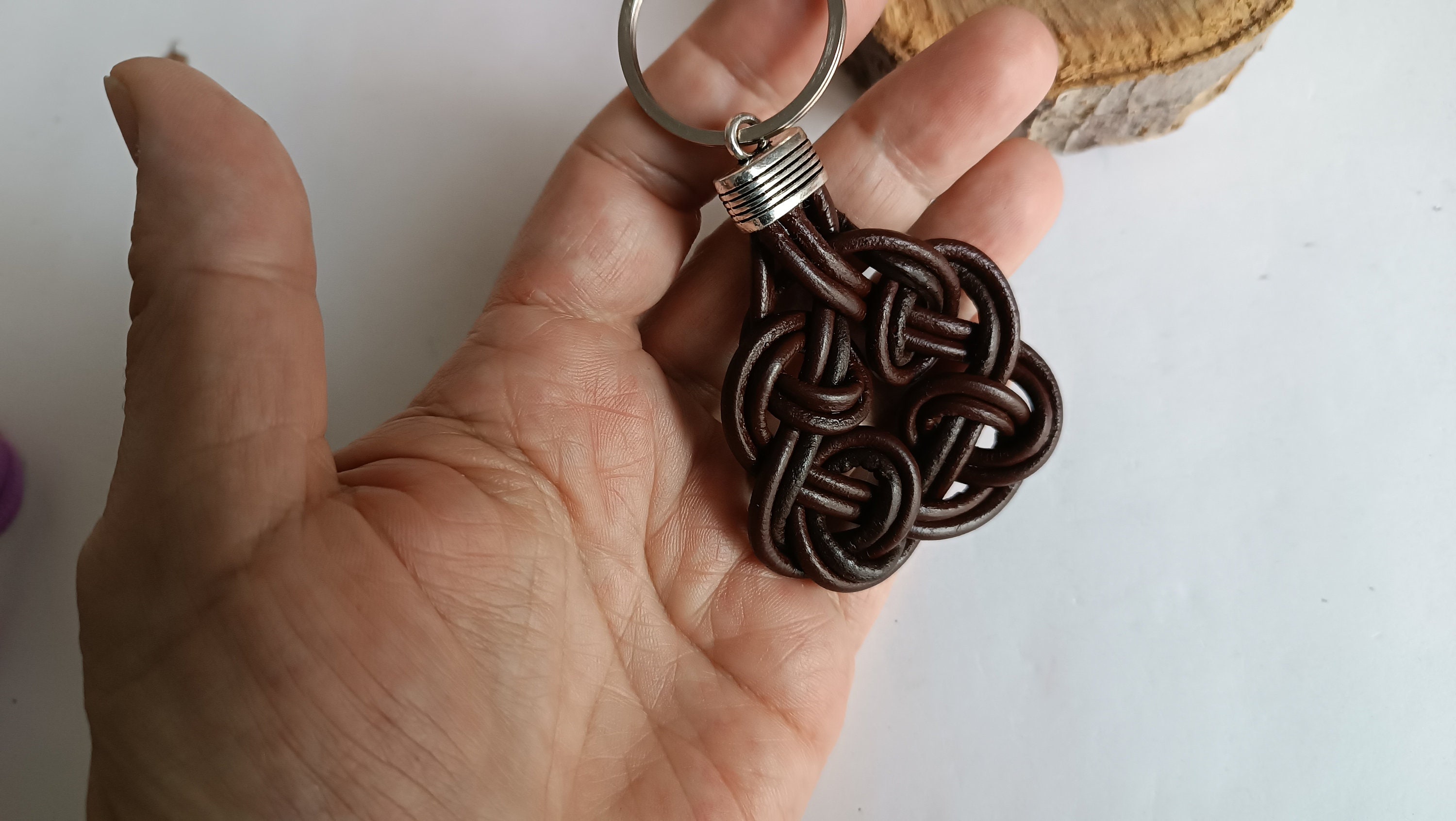 Fatherhood Knot Keychain, Leather Keychain for Fathers, Celtic Father ...