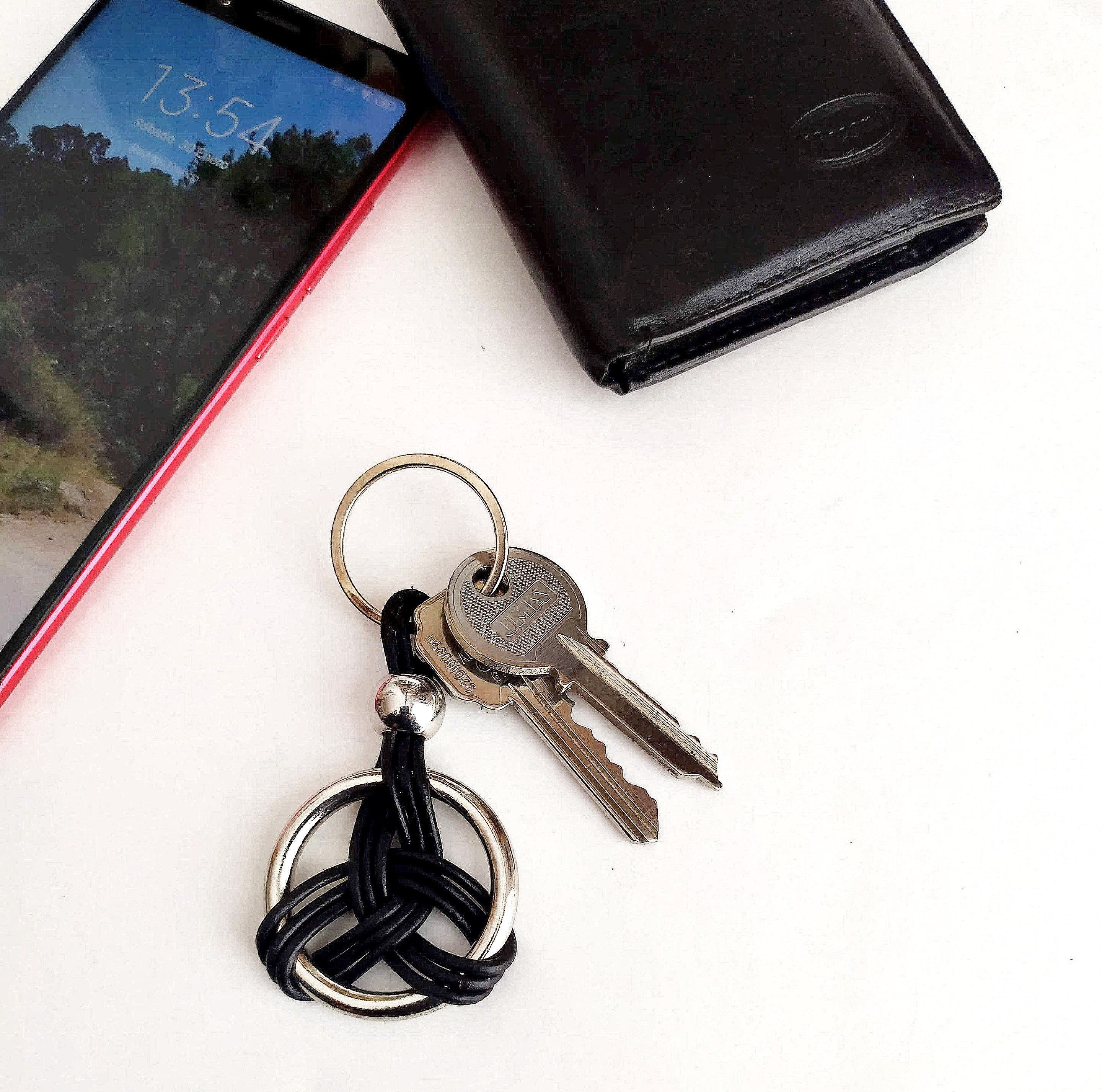 Leather Keychain With Trinqueta Celtic Symbol Made in Leather an Steel ...