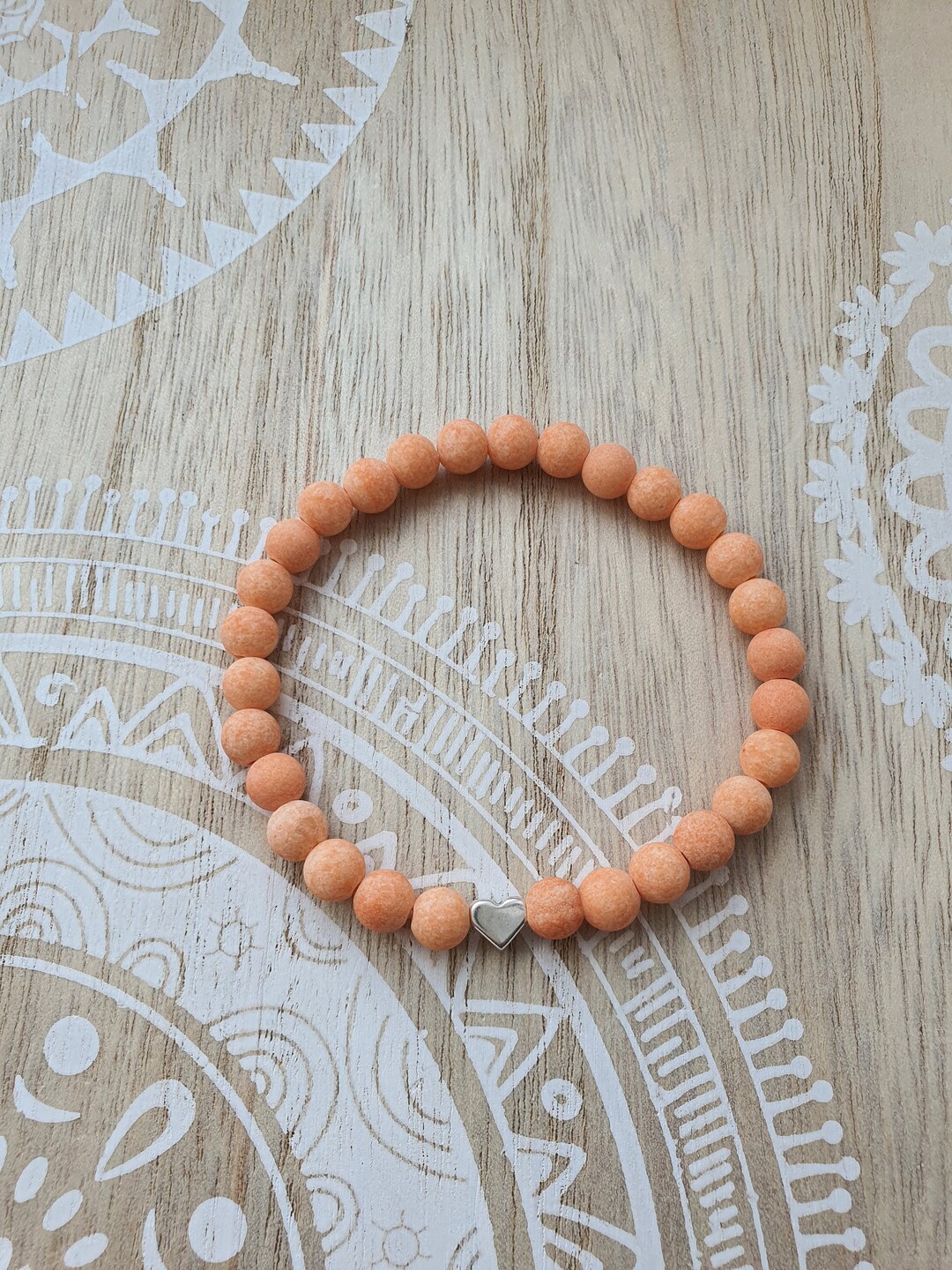 Pulsera Jade naranja corazón plata Shamballa Yoga pulsera con cuentas ...
