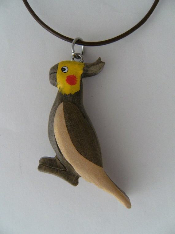 Cockatiel Wooden Pendant With Leather Strap - Etsy