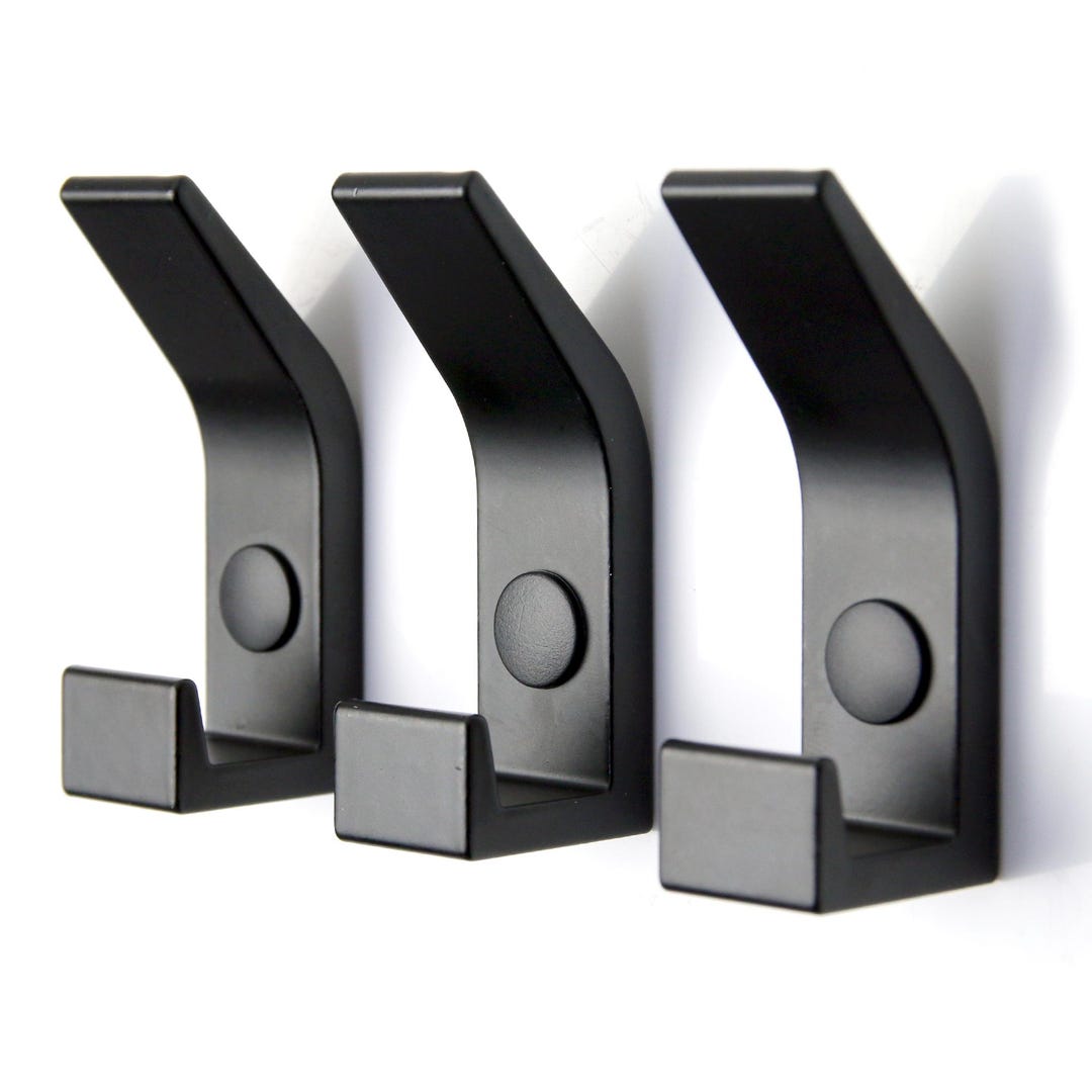 Set of 3 Metal Hooks – Long Dowel Wall Hooks – Black Wall Fixtures ...