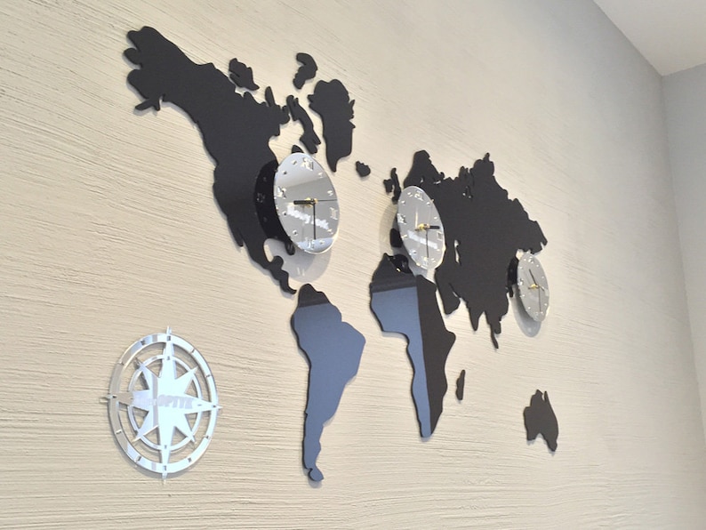 Clock WORLD Map Wall Clock 118 X 70cm / 46,06" X 27,6 - Etsy