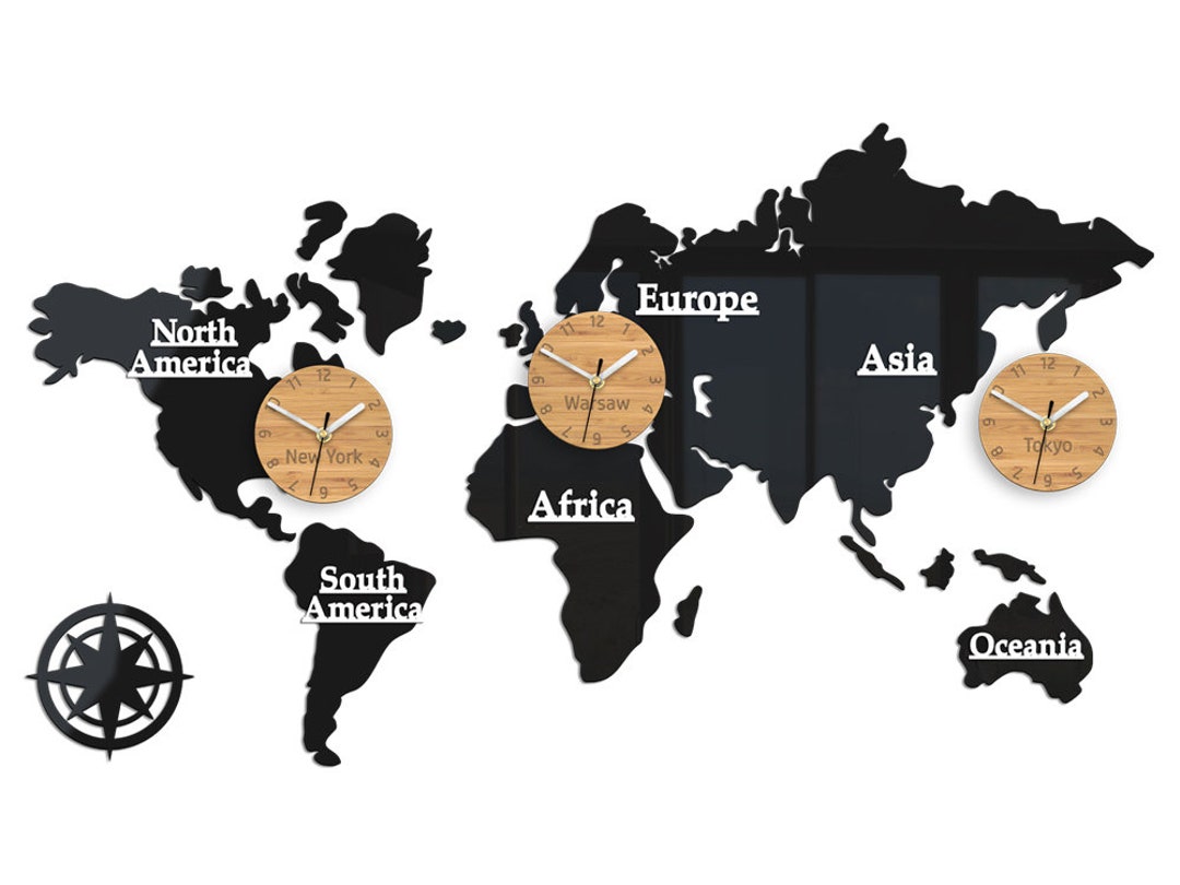 Large Wall Clock World 100cm X 56cm / 39,37" X 22, - Etsy