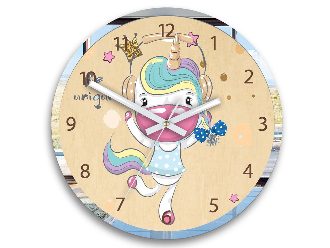 Wall Clock Pony 30cm - 11.81" Kids Wall Clock, Baby Girl Nursery, Room ...