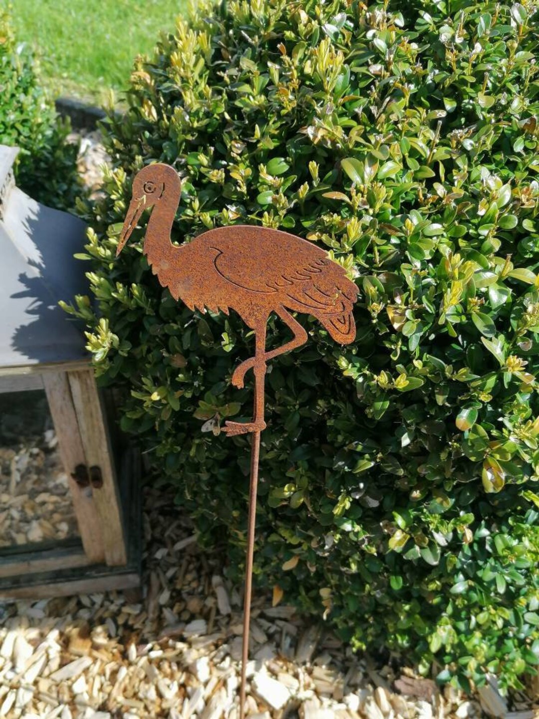 Small Stork Made of Patina, Garden Stake, Baby Shower, Baby Gift, Baby ...