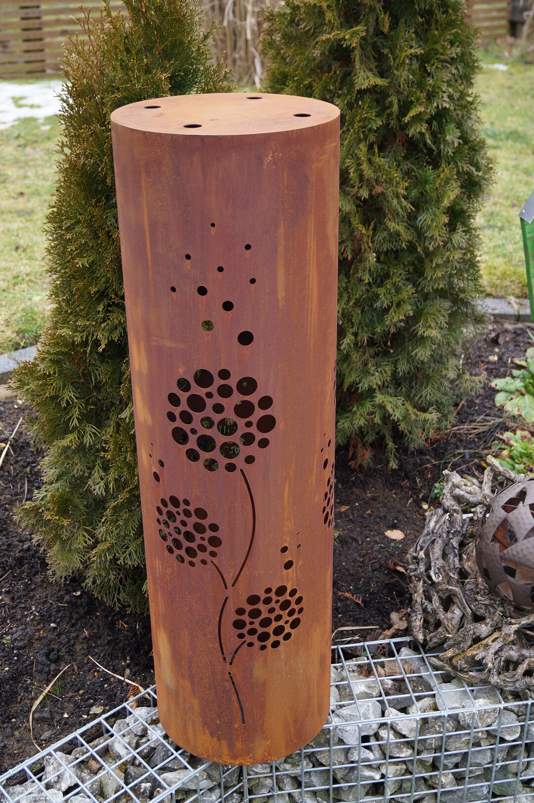 Column Made of Rust, 80 Cm High, Dandelion Motif GREAT, Garden Column ...