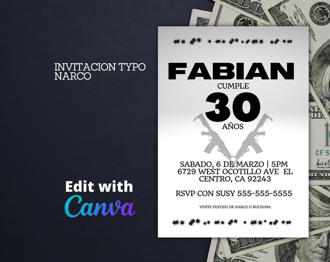 Narco Theme Birthday Invitation - Etsy
