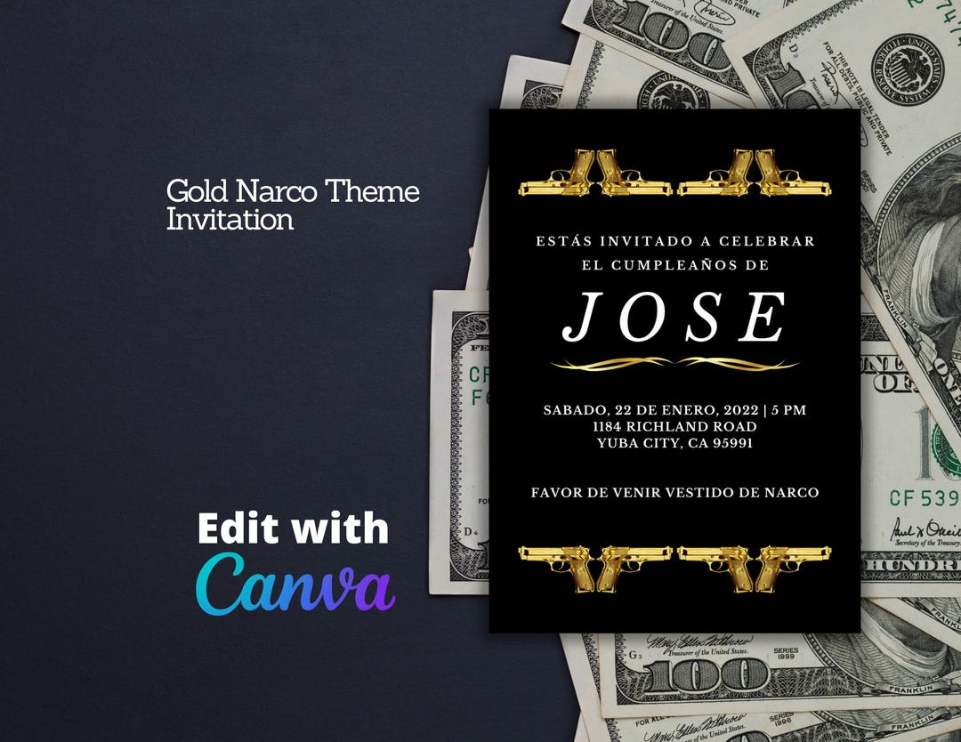Gold Narco Theme Invitation - Etsy