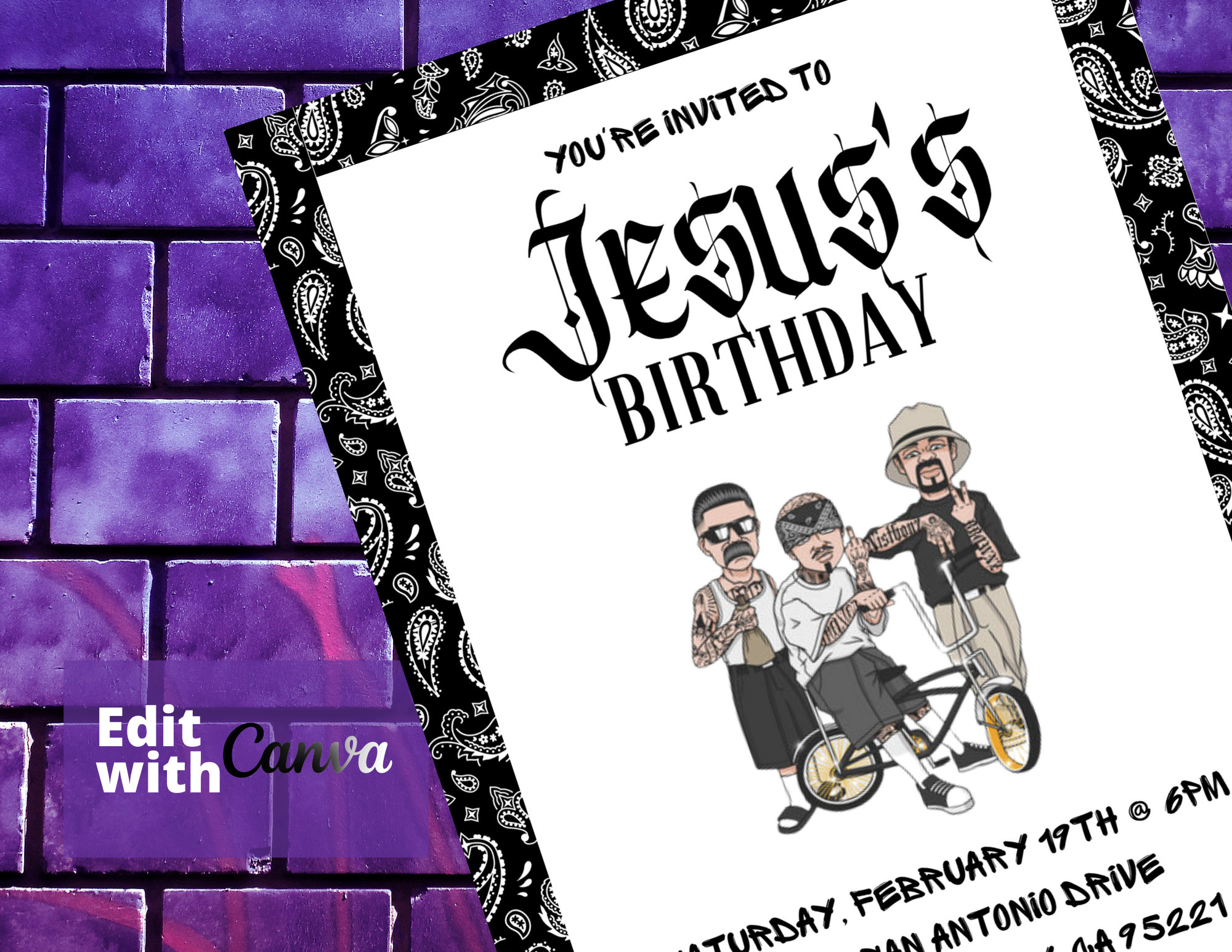 Cholo Theme Party Invitation Edit With Canva - Etsy Hong Kong