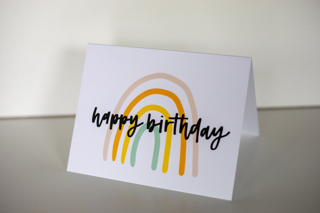 Boho Happy Birthday Rainbow Cards - Etsy