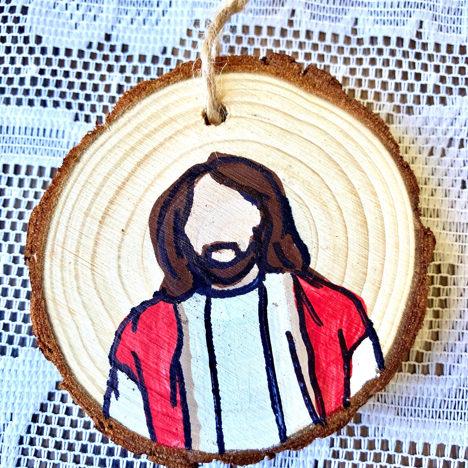 Jesus Hand Painted Ornament Christ Faceless Wood Ornament | Etsy