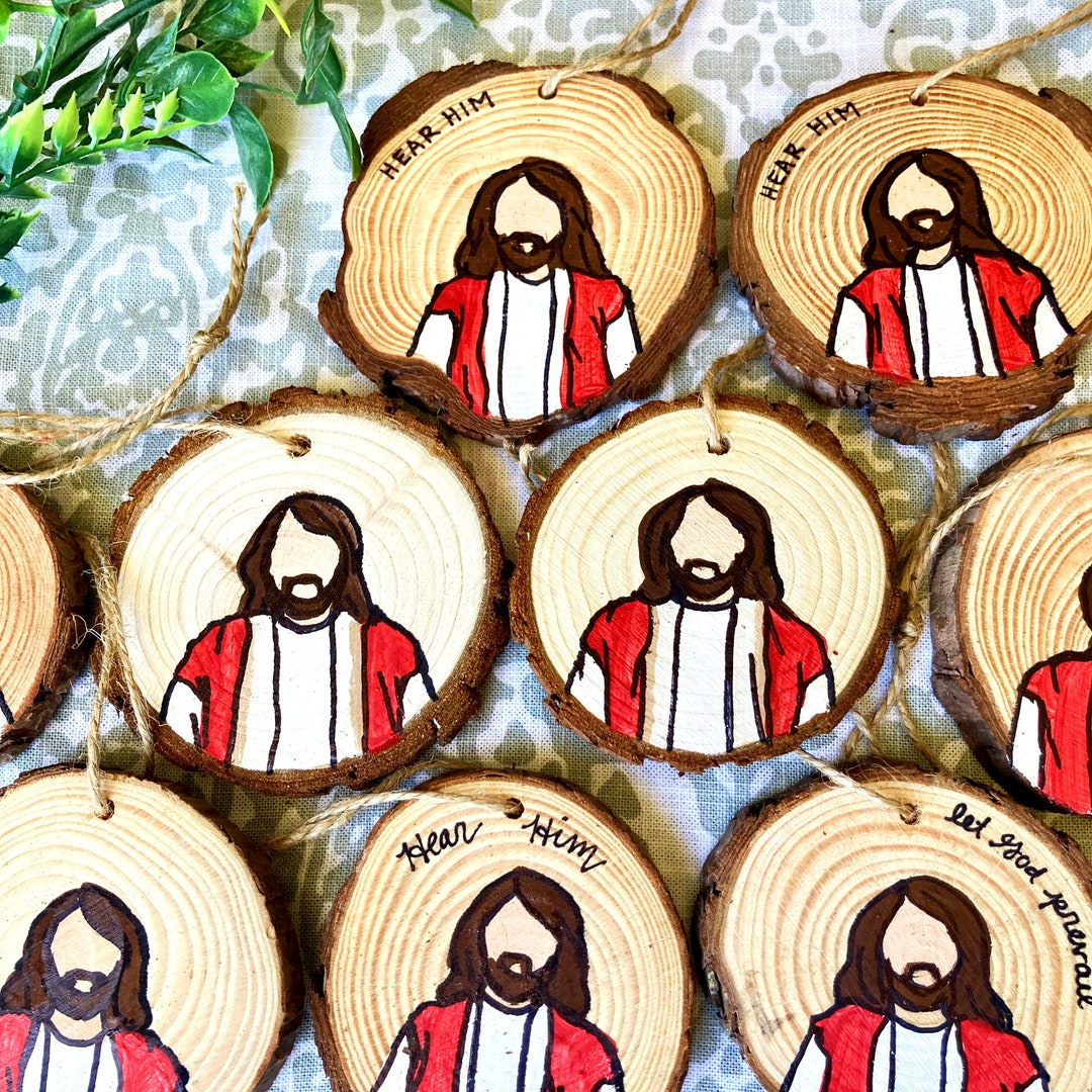 Hand-painted Jesus Wood Slice Ornament, Custom Christian Keepsake - Etsy