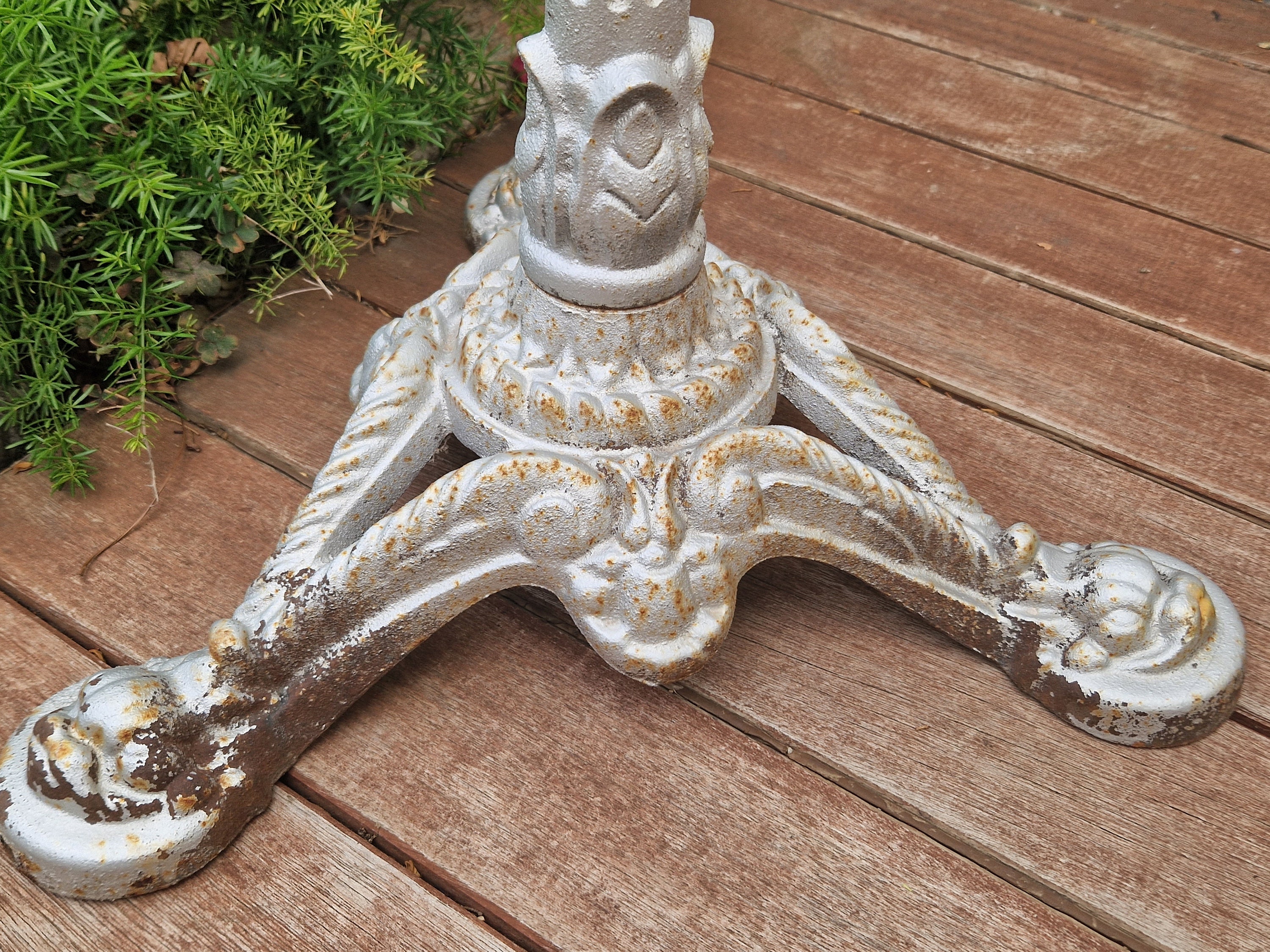 French Vintage Cast Iron Bistro Table Leg Original Silver - Etsy