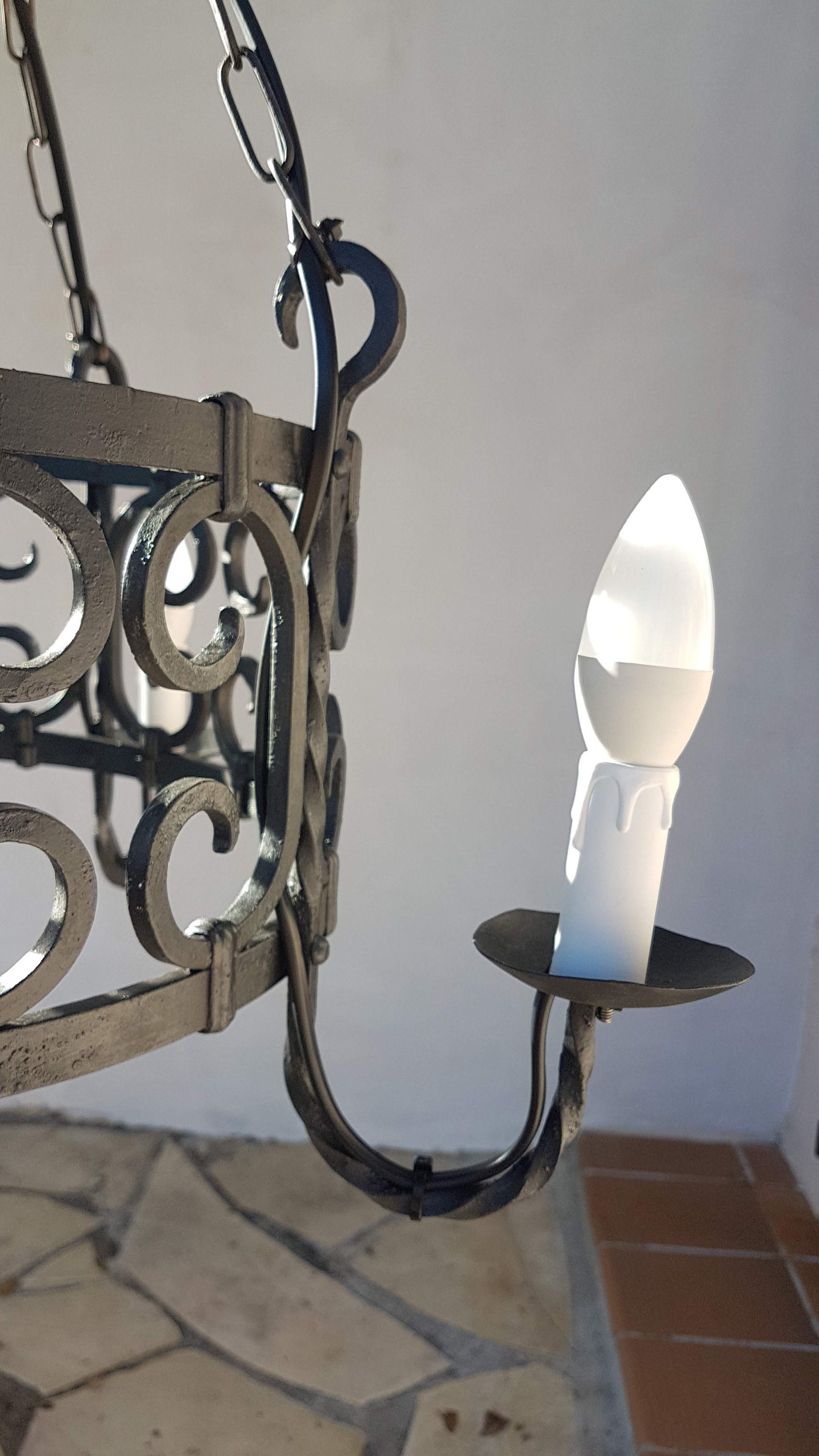 Gothic Chandelier Lighting, Huge & Heavy French Wrought Iron Ceiling ...