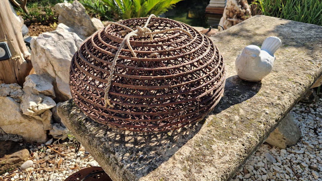 French Wicker Fish Trap, Handcrafted Fish Basket for Catching Small ...