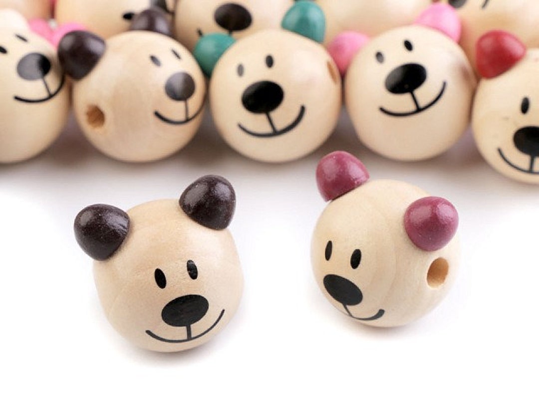 5 cuentas de madera de osito de peluche de 25 x 24 mm, coloridas para ...