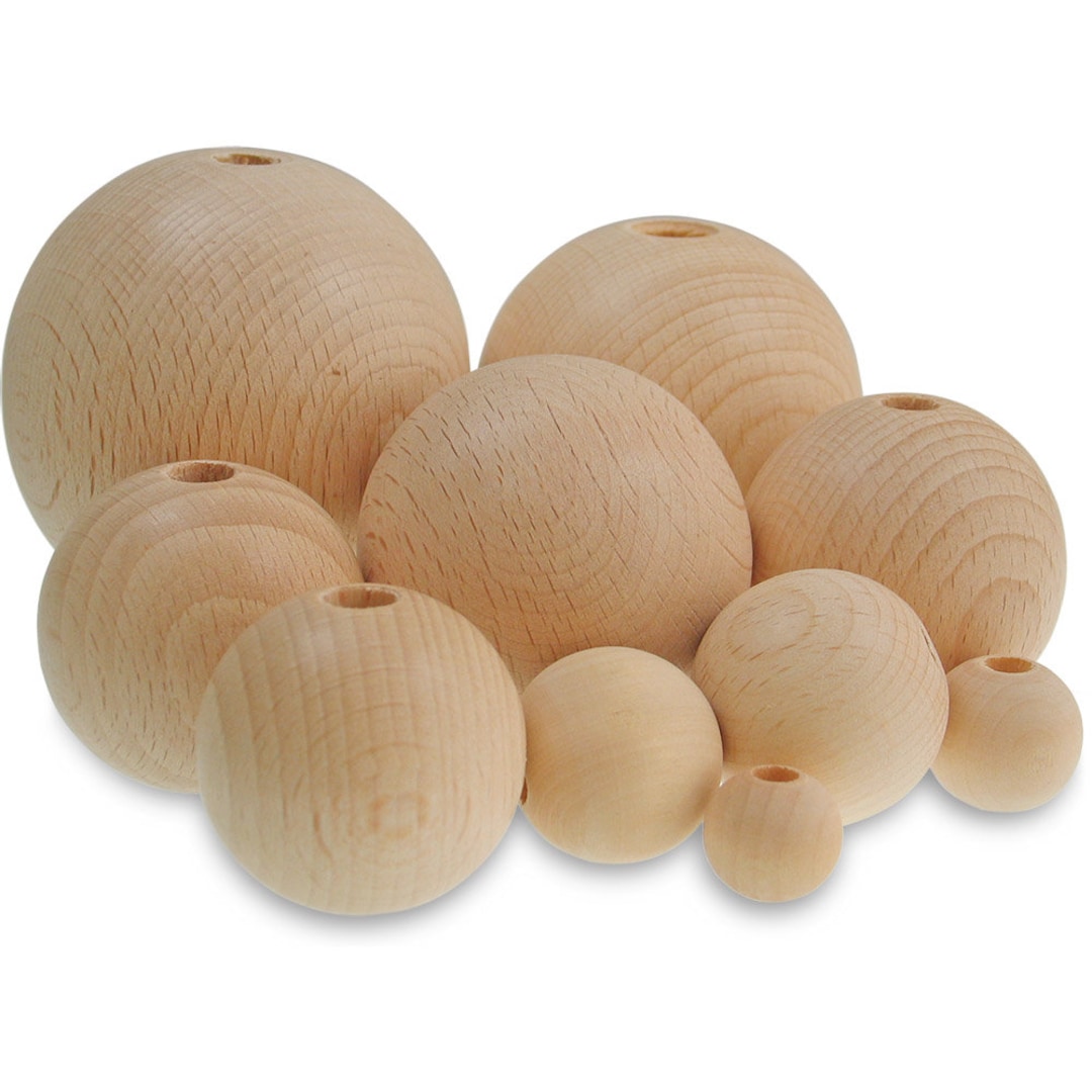 10 Raw Wood Balls 30 Mm Natural Drilled Beech Ball Wood Beech Wood ...