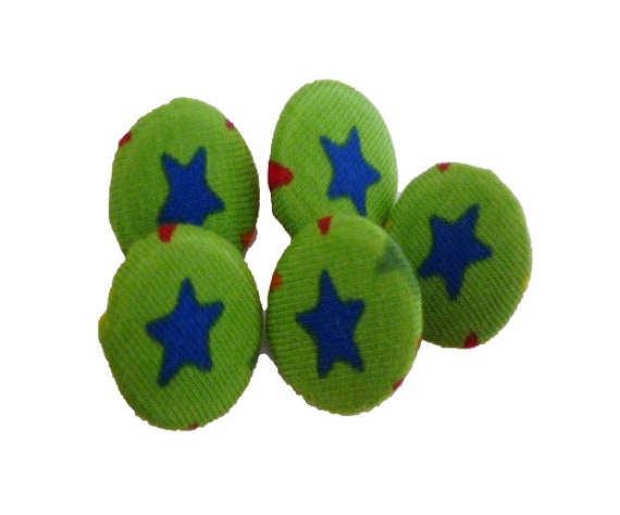 5 Fabric Buttons 20 Mm Star Blue Fabric Button Handmade Sewn - Etsy
